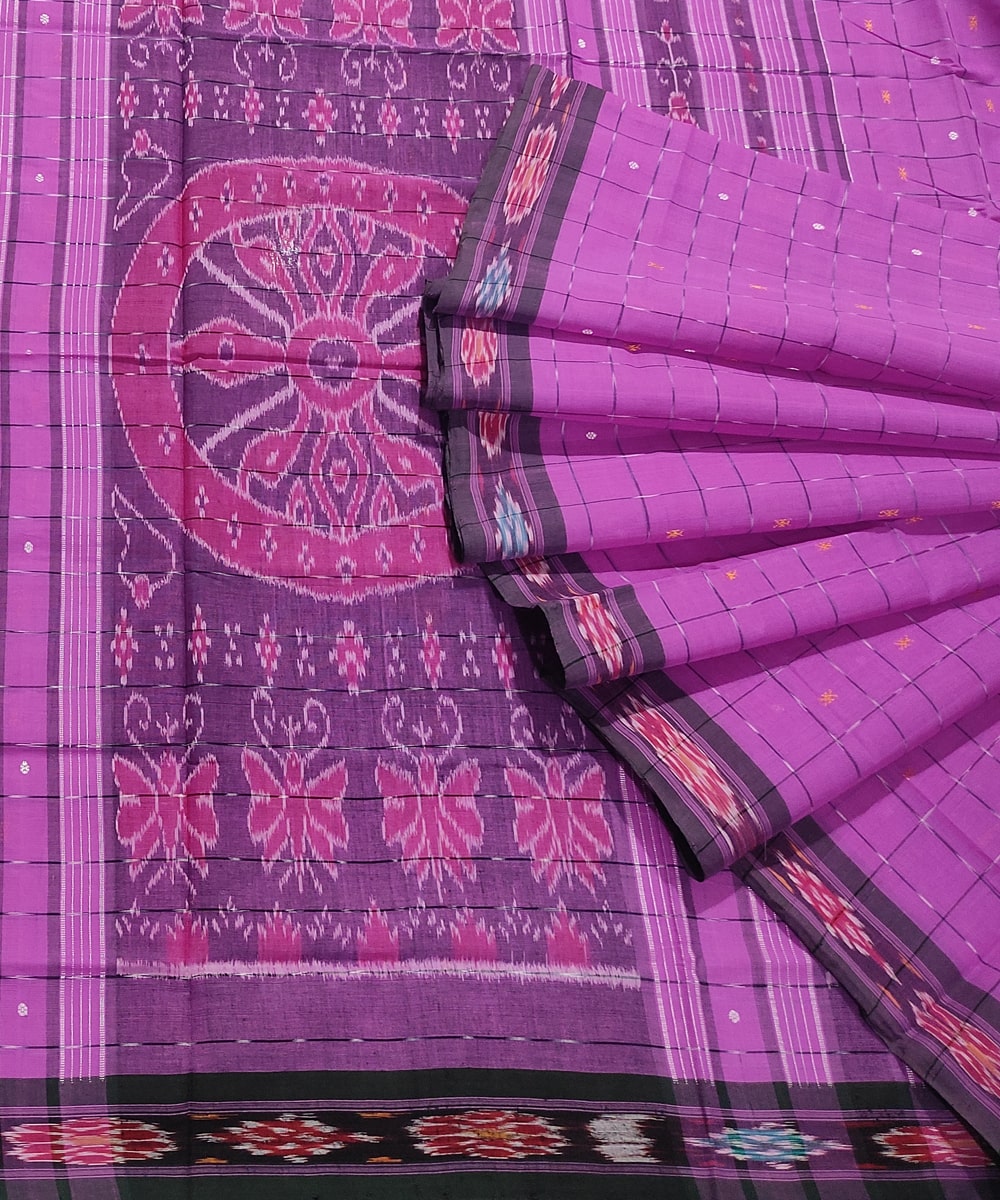 Pink Sambalpuri Handwoven Cotton Saree - Sambalpuri Fab
